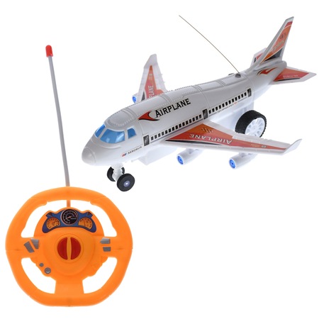 Avion de jucarie cu telecomanda, cu luminite, fata/rotire, multicolor ...