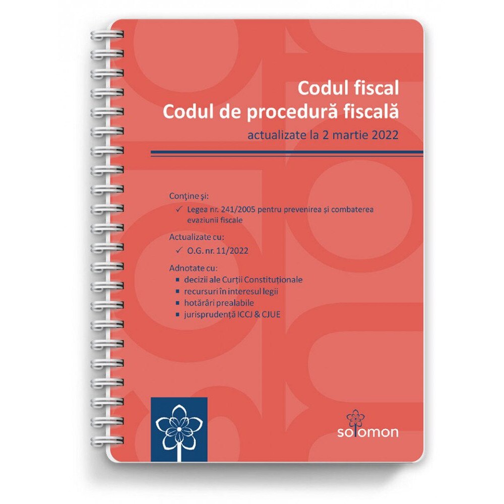 Codul fiscal – Codul de procedura fiscala actualizate la 2 martie 2022, Solomon - eMAG.ro