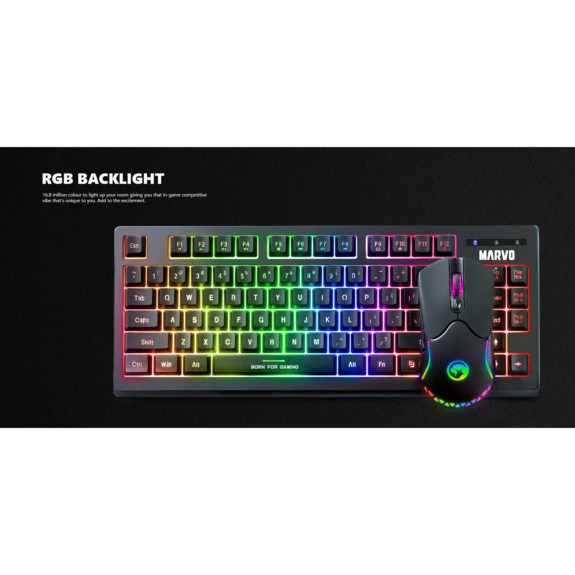 Геймърски комплект Marvo KW516, Клавиатура и мишка, Безжични и USB ...