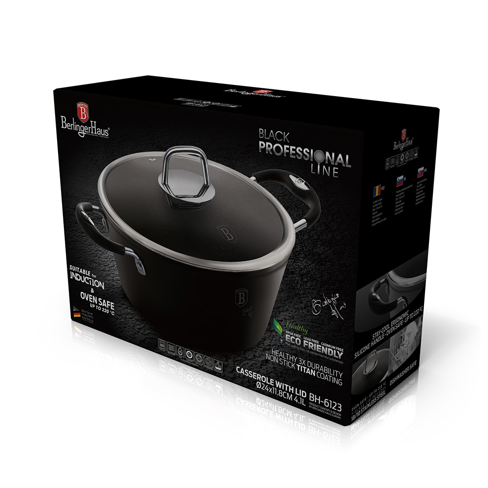 Oala cu capac, Belinger Haus, 24 cm, Negru - eMAG.ro