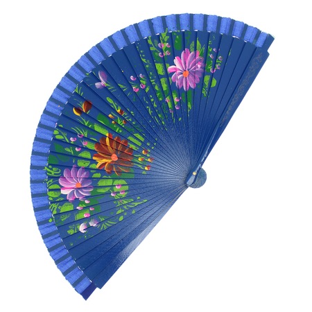 Evantai pliabil, din lemn, Buticcochet, cu model floral pictat, 23 cm ...