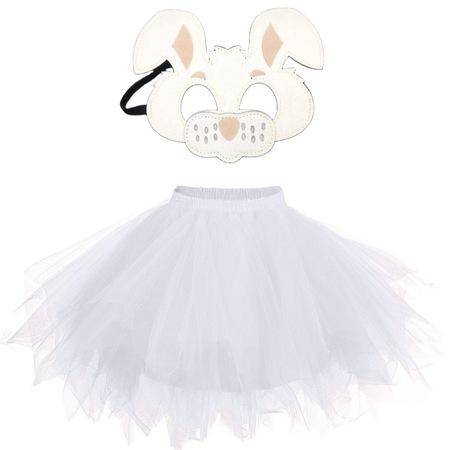 Set iepure fete, alb, fusta si masca, 6-9ani - eMAG.ro