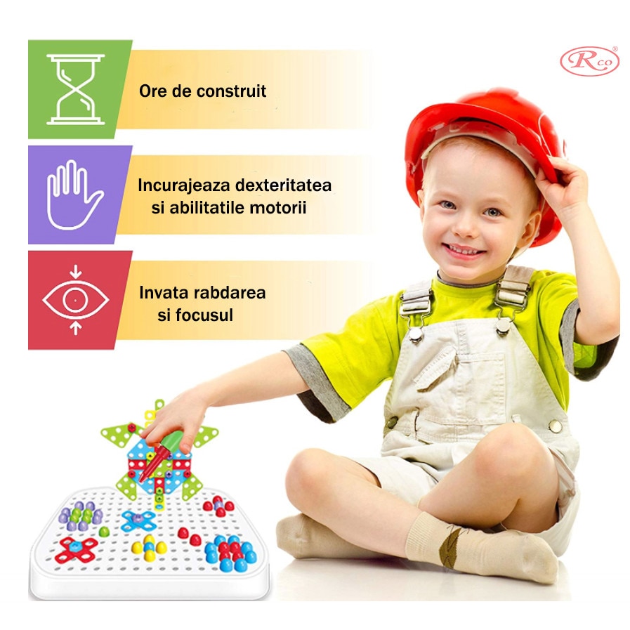 Jucarie educativa si interactiva STEM, set de constructie puzzle din ...