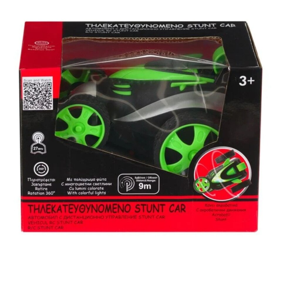 Masina cu baterie, cu telecomanda, cu rotatie de 360 °, plastic, verde ...