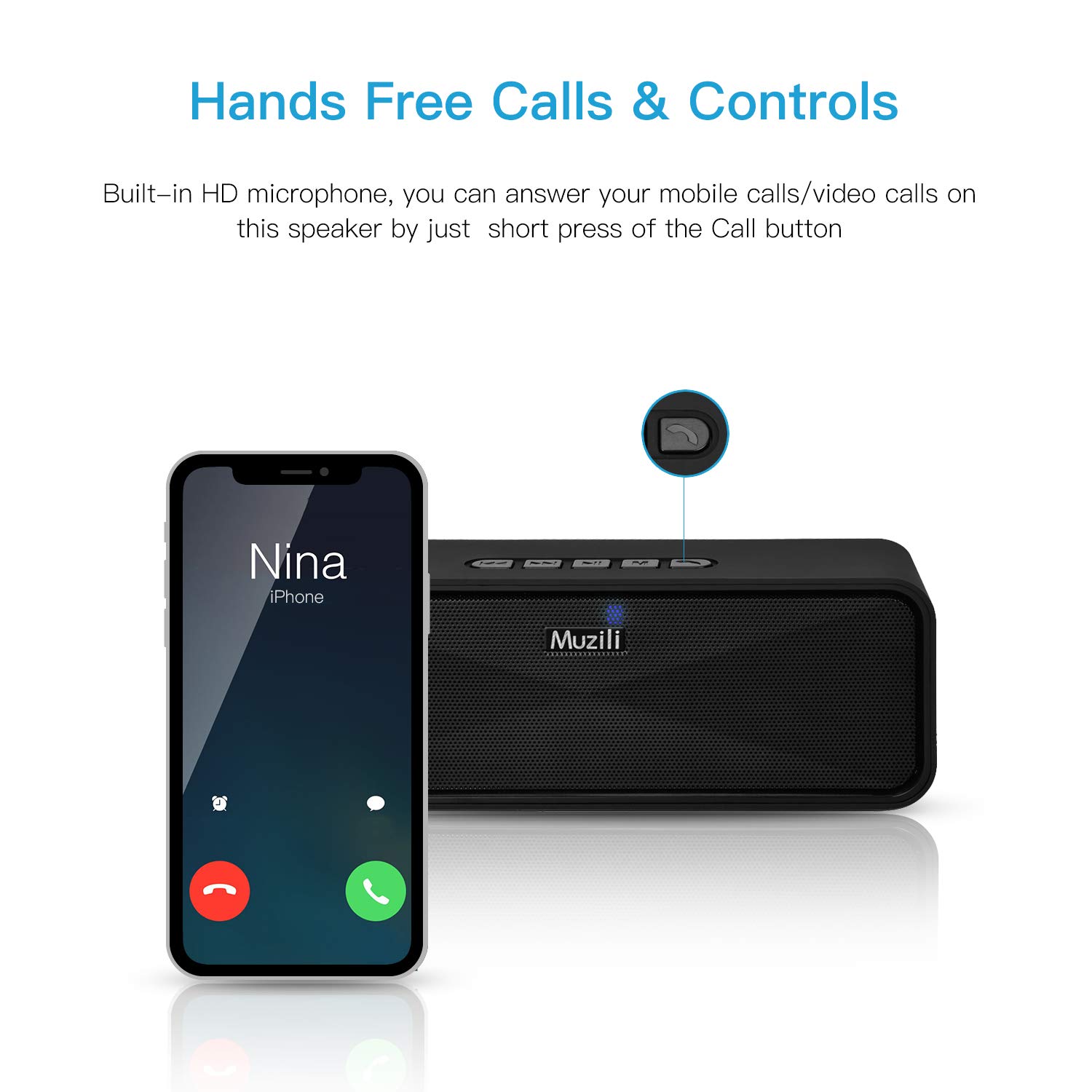 Muzili - Bluetooth високоговорител 10 часа време на игра - eMAG.bg