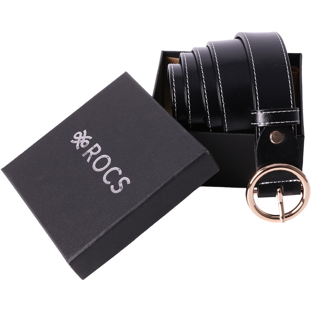 Curea pentru dama, ROCS, din piele naturala, catarama rotunda, 114 cm ...