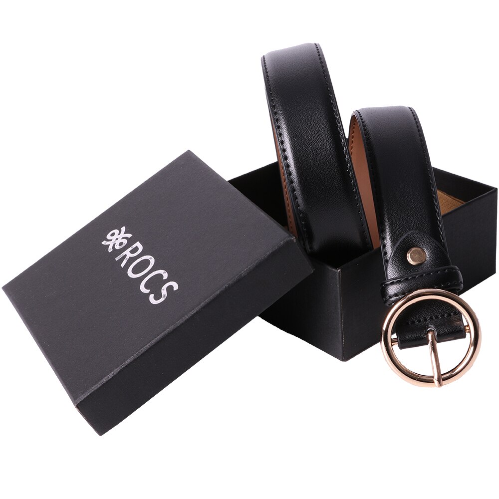 Curea pentru dama, ROCS, din piele naturala, catarama aurie rotunda ...