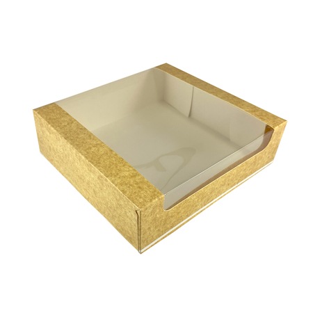 Cutie pentru prajituri din carton natur, cu fereastra 20x20x6 cm - eMAG.ro