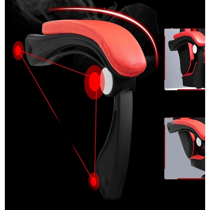 Геймърски стол Karemi, екологична кожа, включени 2 възглавници, червен ...