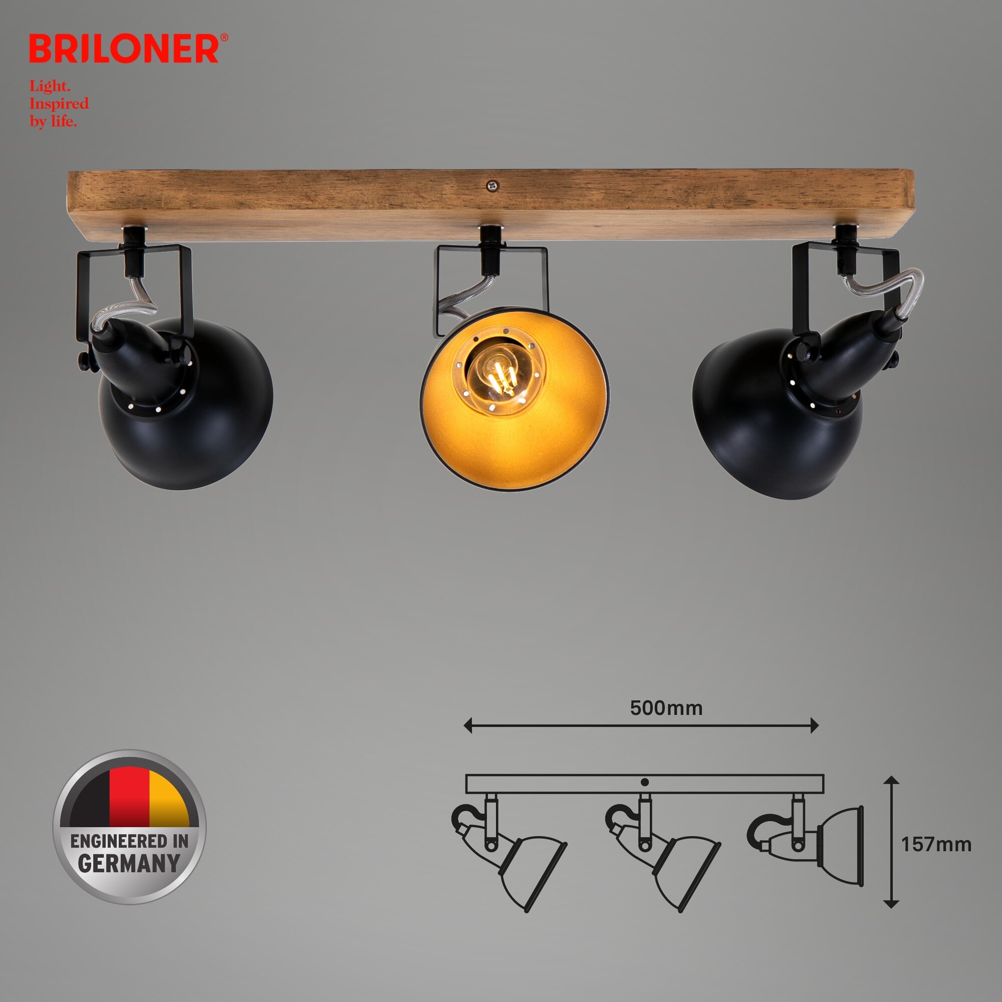 Lustra Briloner Leuchen Wood&Style, 3 socluri E14, Ajustabil, Lemn si ...