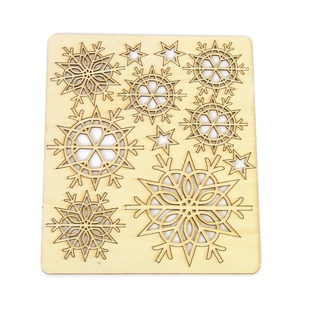 Set 15 fulgi de nea si stelute DYI din placaj de lemn, 14 x 7 cm - eMAG.ro