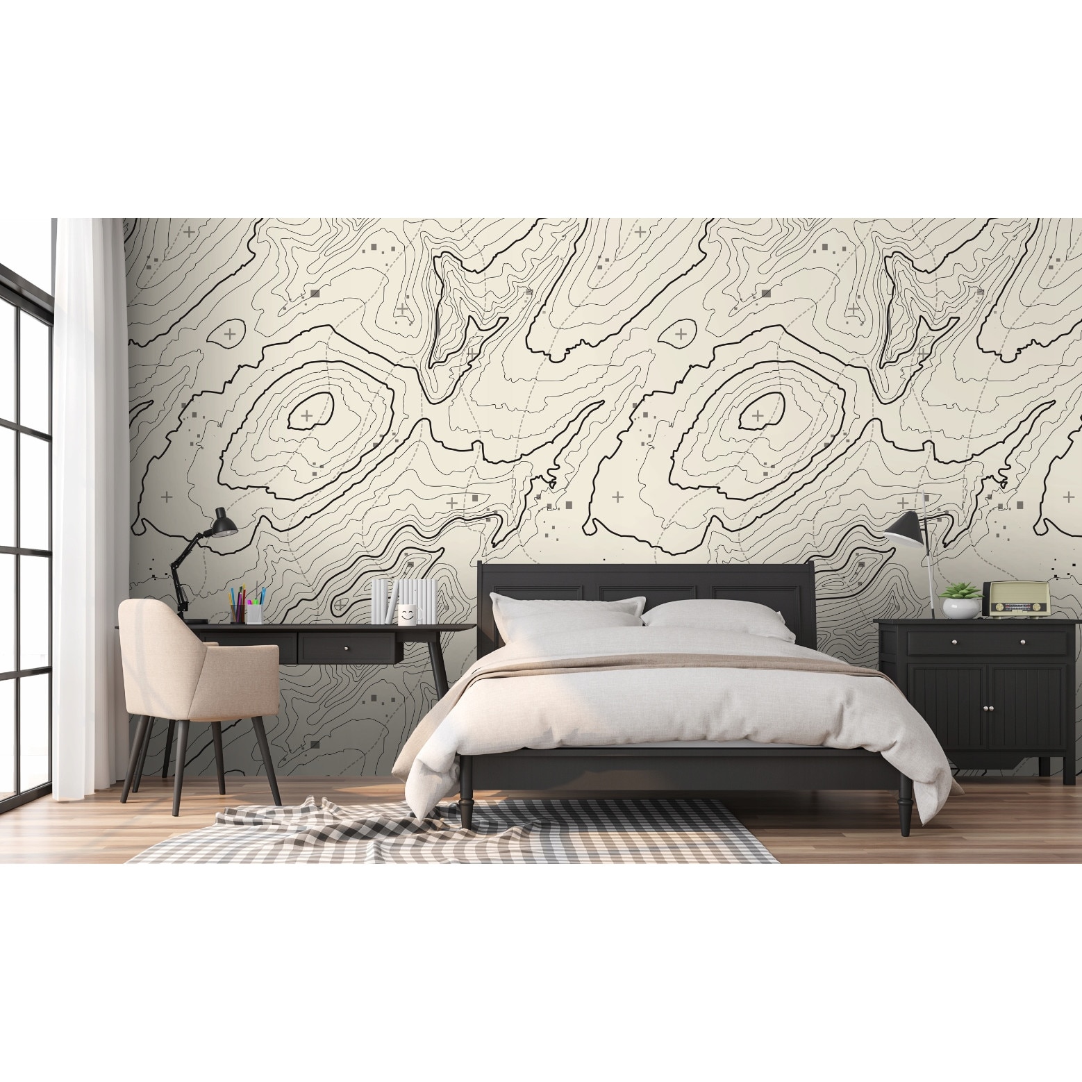 Tapet netesut (vlies) Harta topografica 100 x 240 cm - Adeziv inclusiv ...