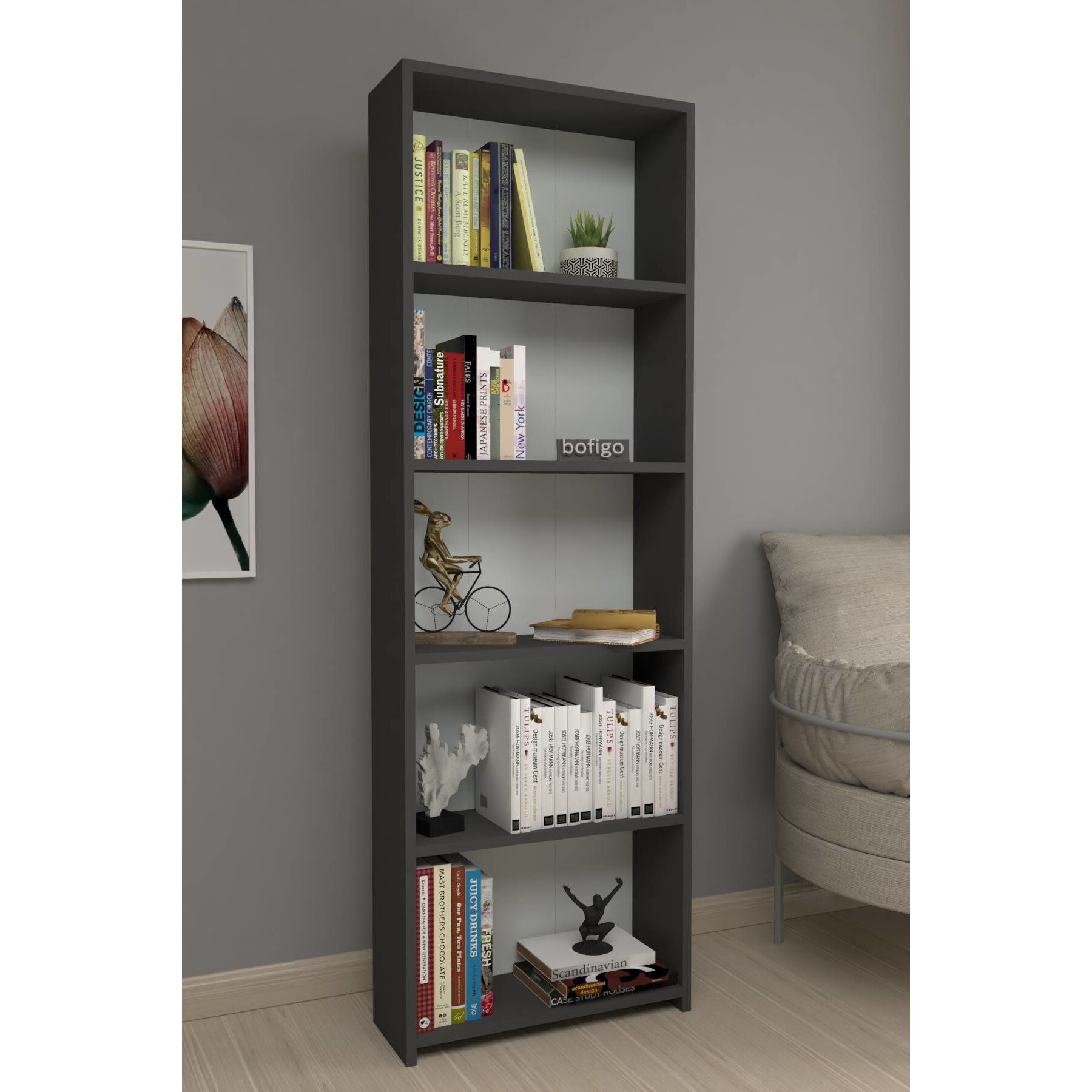 Raft pal antracit cu 5 polite, 169x56x20 cm - eMAG.ro