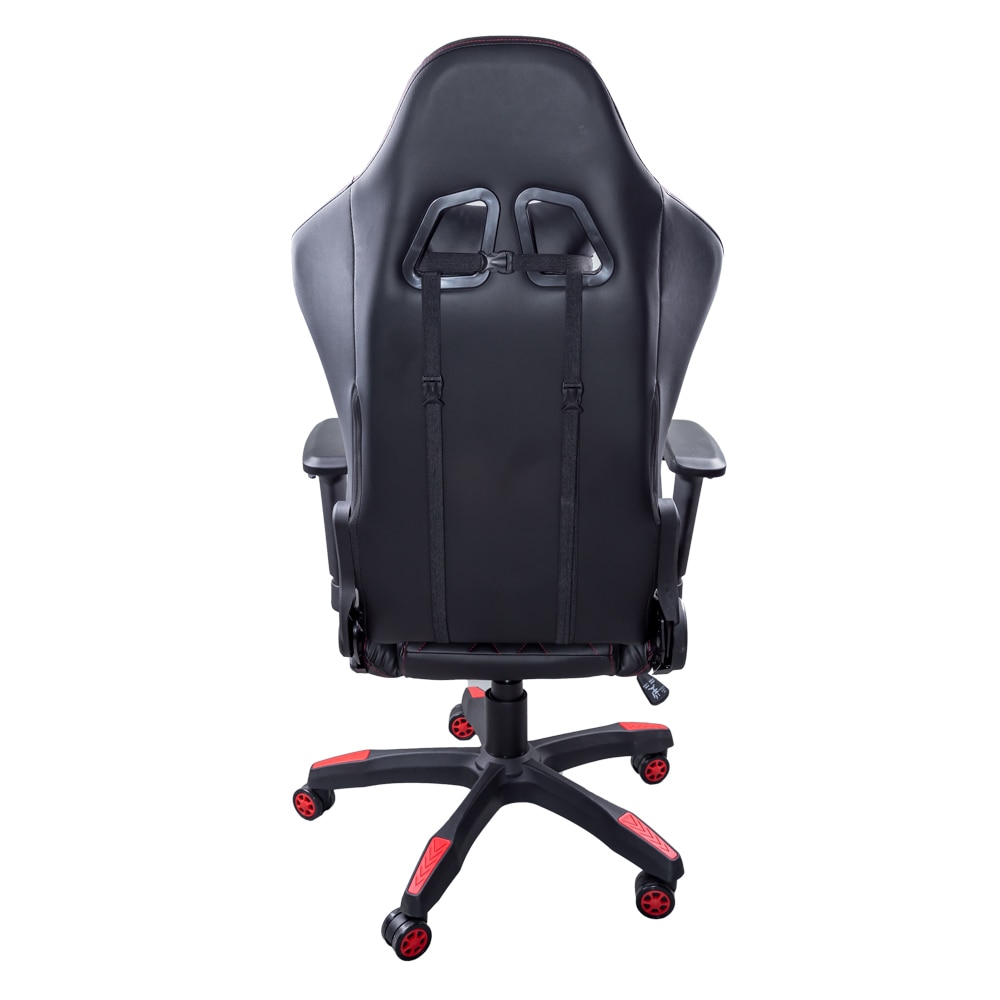 Геймърски стол Karemi, екологична кожа, включени 2 възглавници, черна и ...