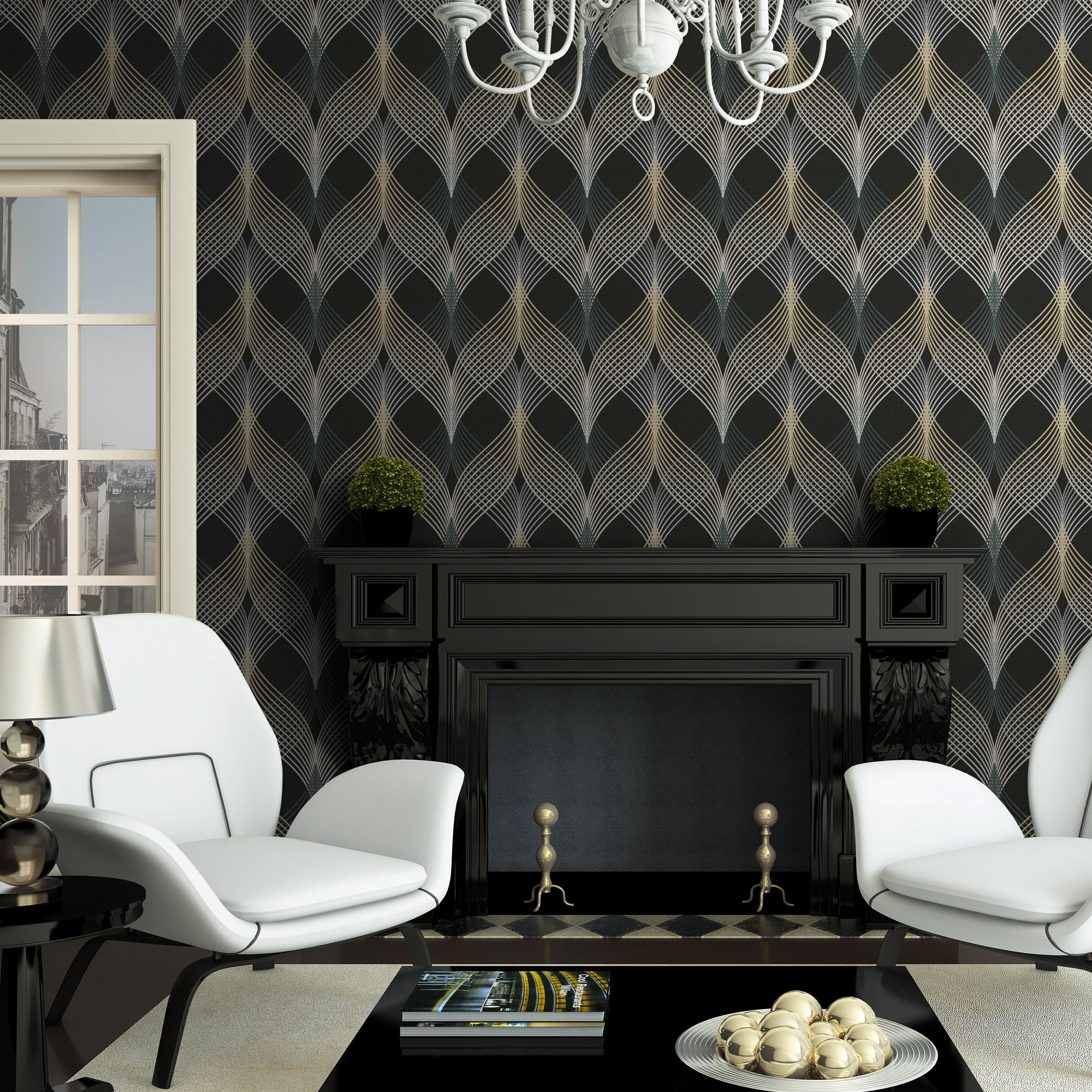 Tapet AdaWall Lux Anka 1620-4, superlavabil, model abstract dungi 3D ...