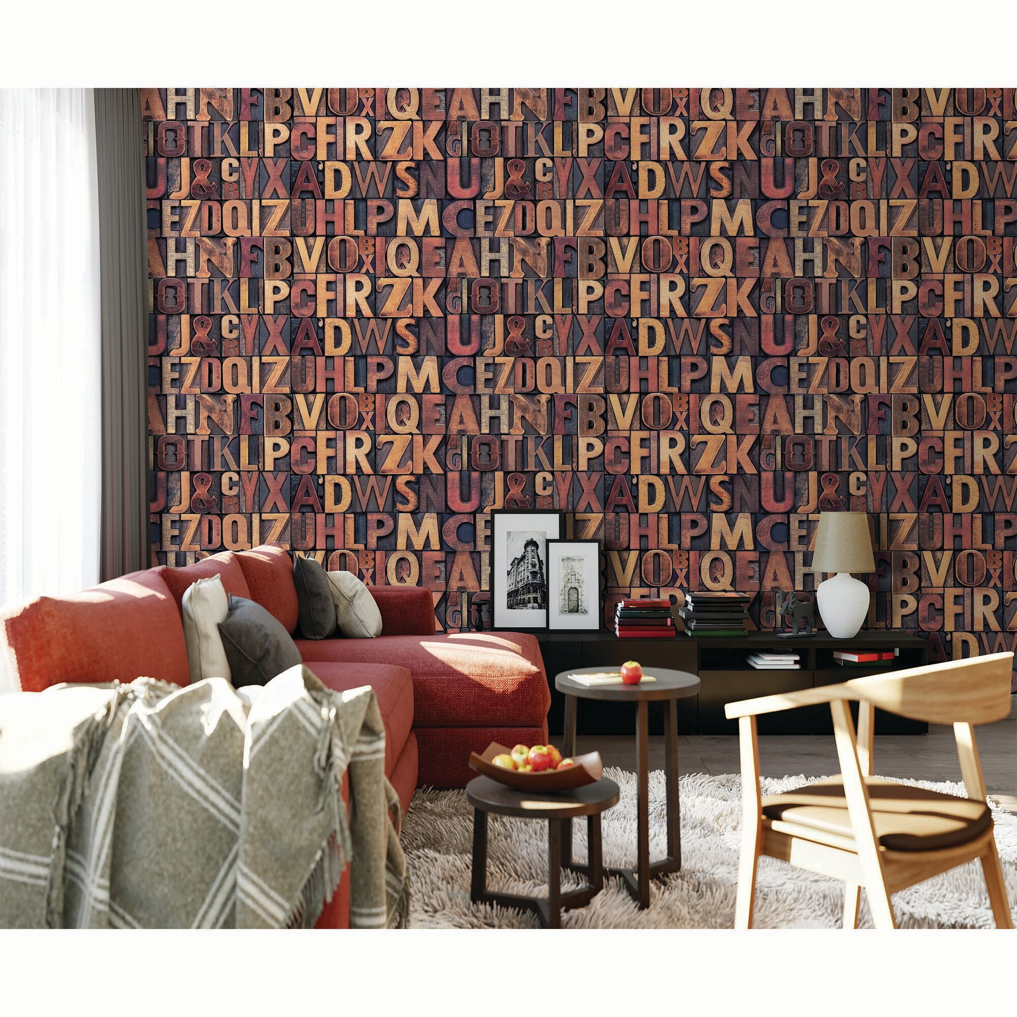 Tapet AdaWall Lux Indigo 4704-4, superlavabil, model modern litere ...