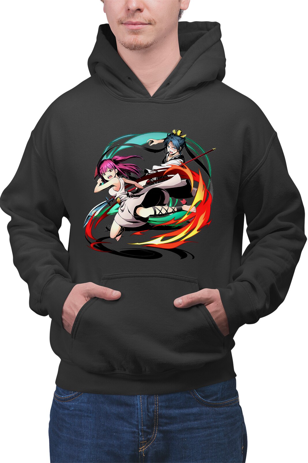 Мъжки суичър Magi The Labyrinth of Magic Animeuri Fight Hakuryuu, Черен ...
