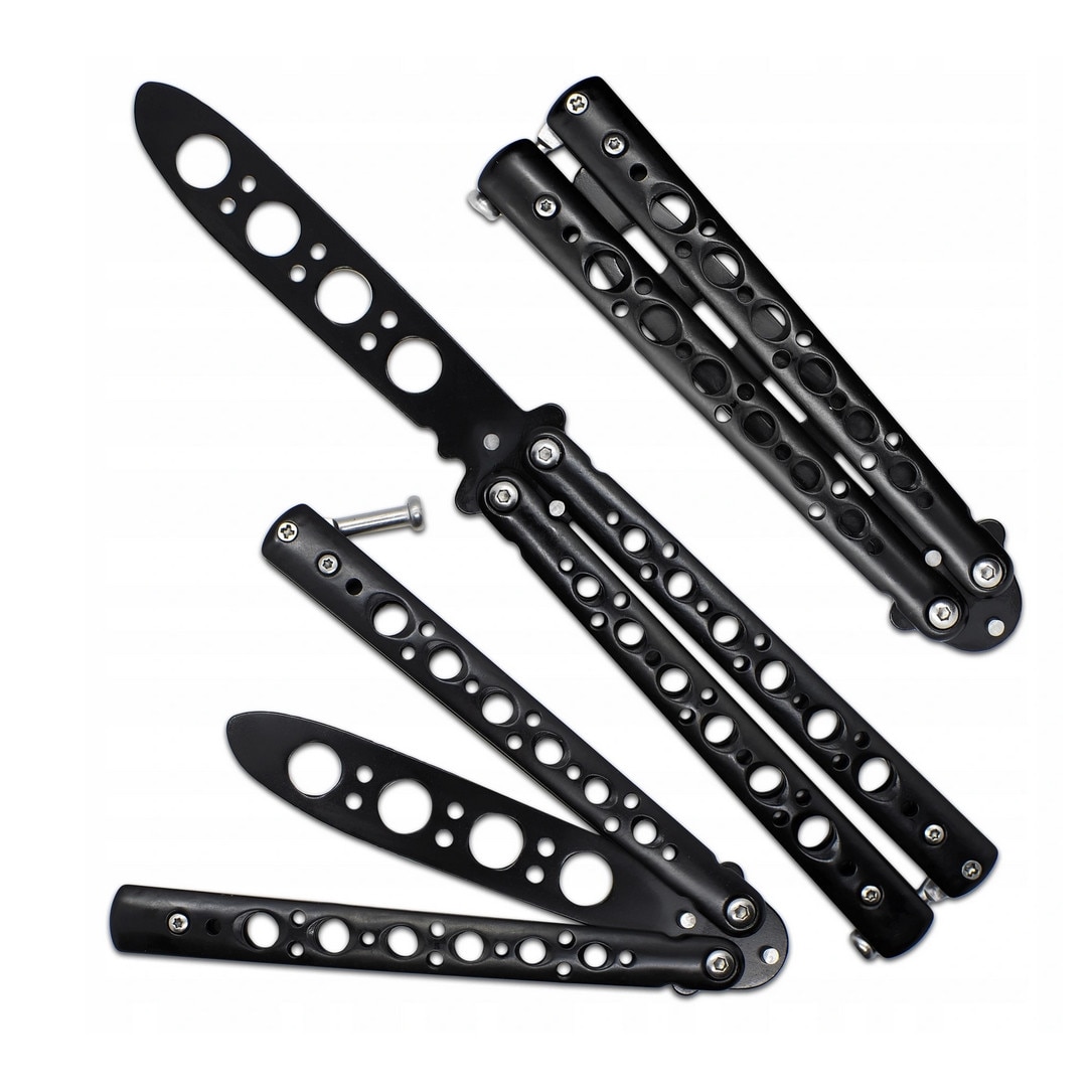 Butterfly training knife, Foldable, Stainless steel, Black - eMAG.bg