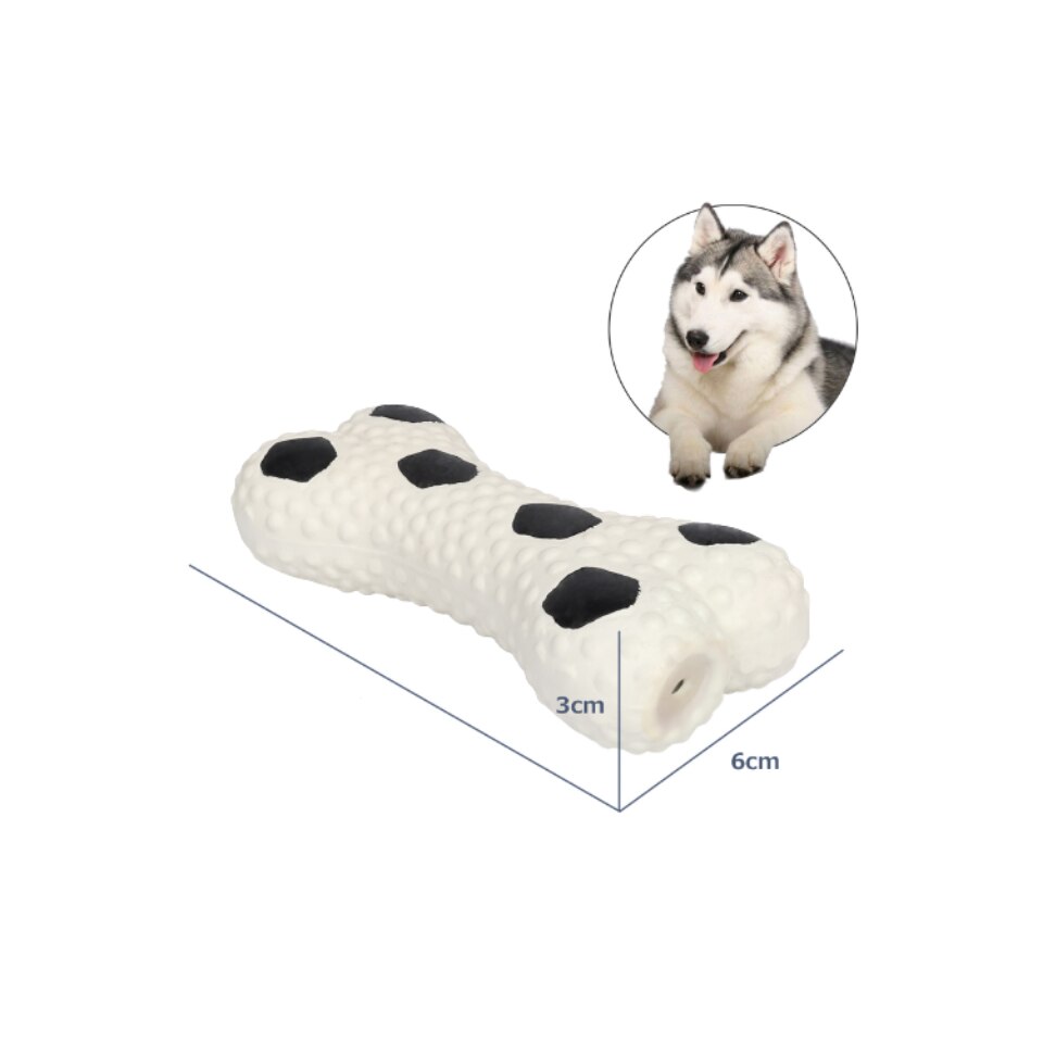 Os de jucarie pentru caini, Latex, 13.5 cm, Alb/ Negru - eMAG.ro