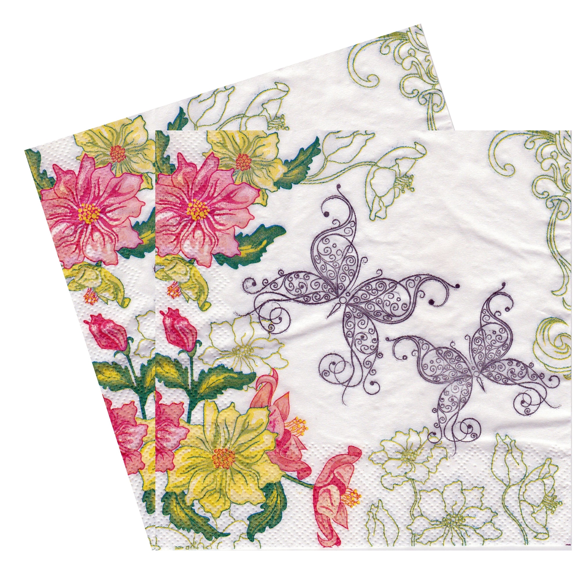 Set 10 buc Servetele de Masa Pachet Fluturi Filigran printre Flori ...