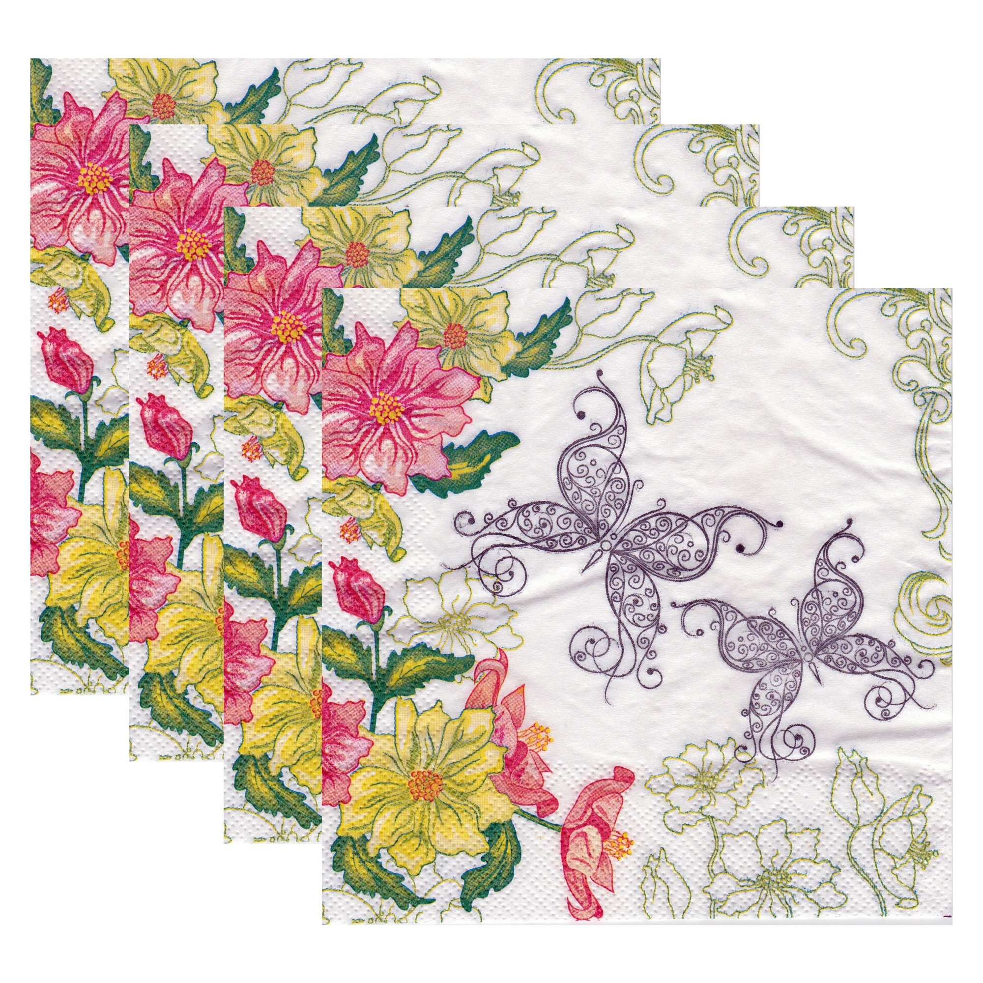 Set 10 buc Servetele de Masa Pachet Fluturi Filigran printre Flori ...