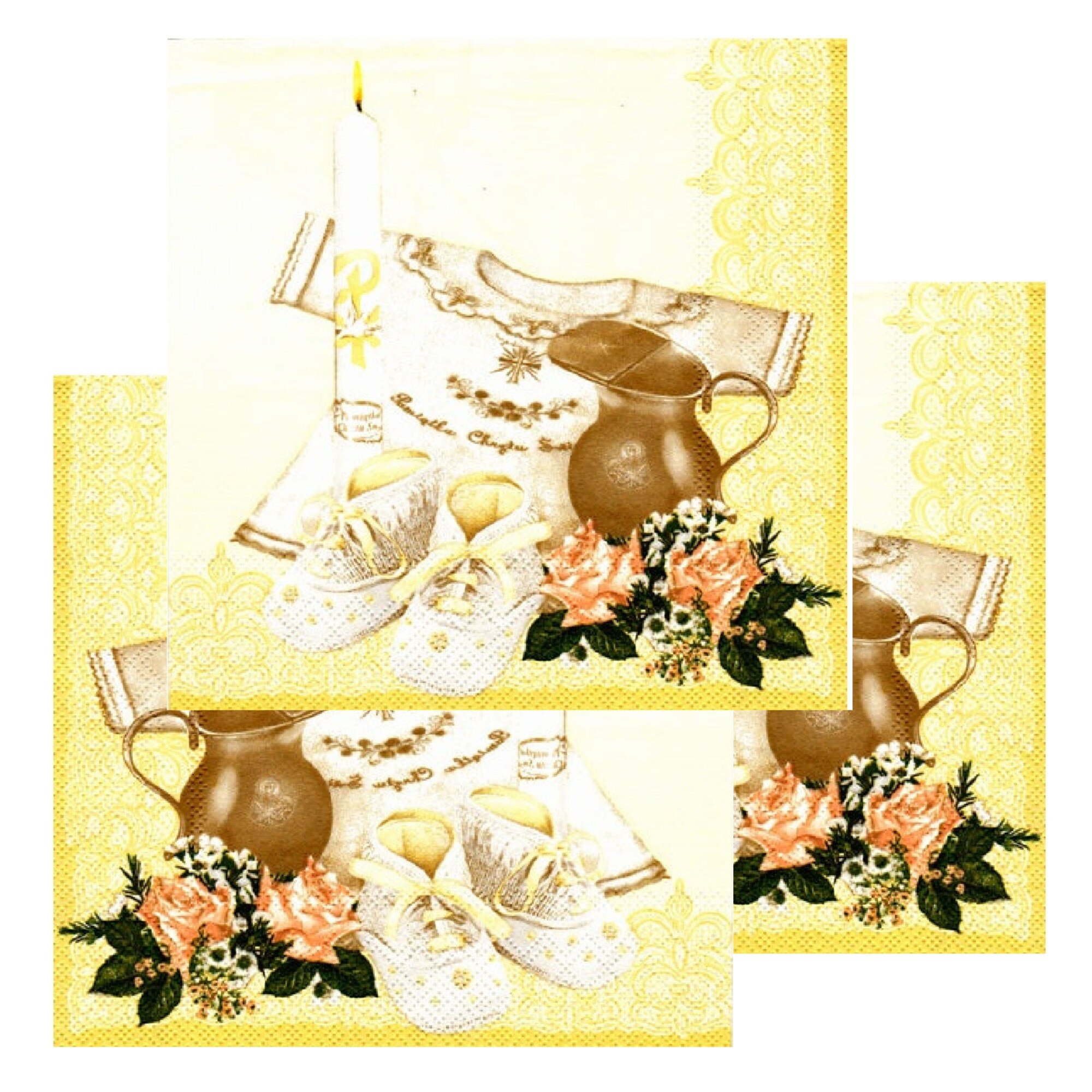 Set 10 buc Servetele de Masa Pachet Camasuta Botez Bebe Aurie - eMAG.ro