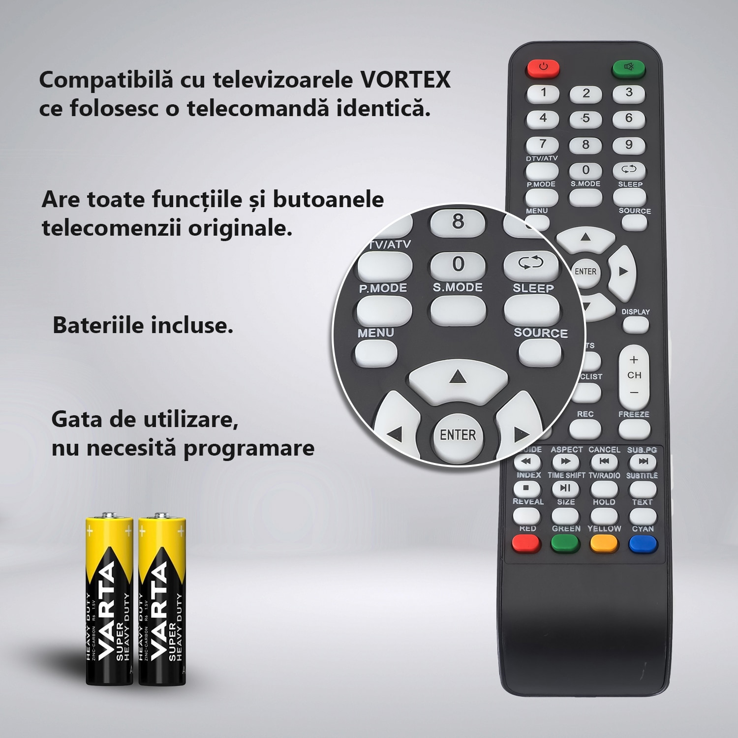 Telecomanda TV compatibila Vortex, LEDV-24, Bocu Remotes®, neagra ...