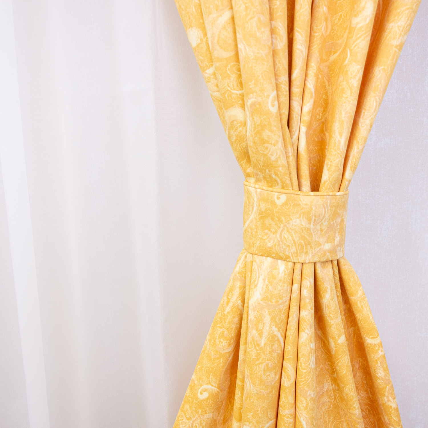 Set 5 piese Hiko Nostalgie, draperii scurte din bumbac galben cu doua ...