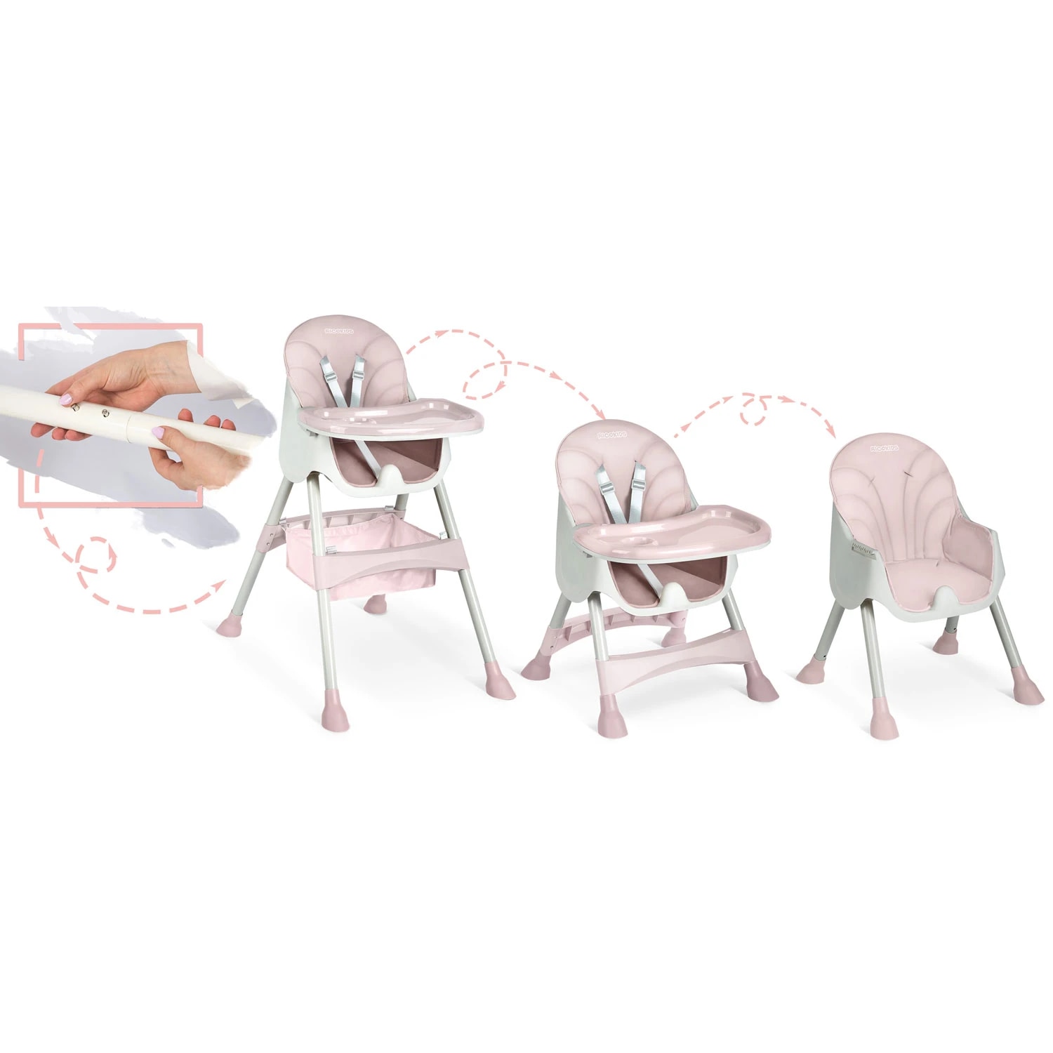 Scaun de masa bebe, 3in1, centura de siguranta in 5 puncte, picioare ...