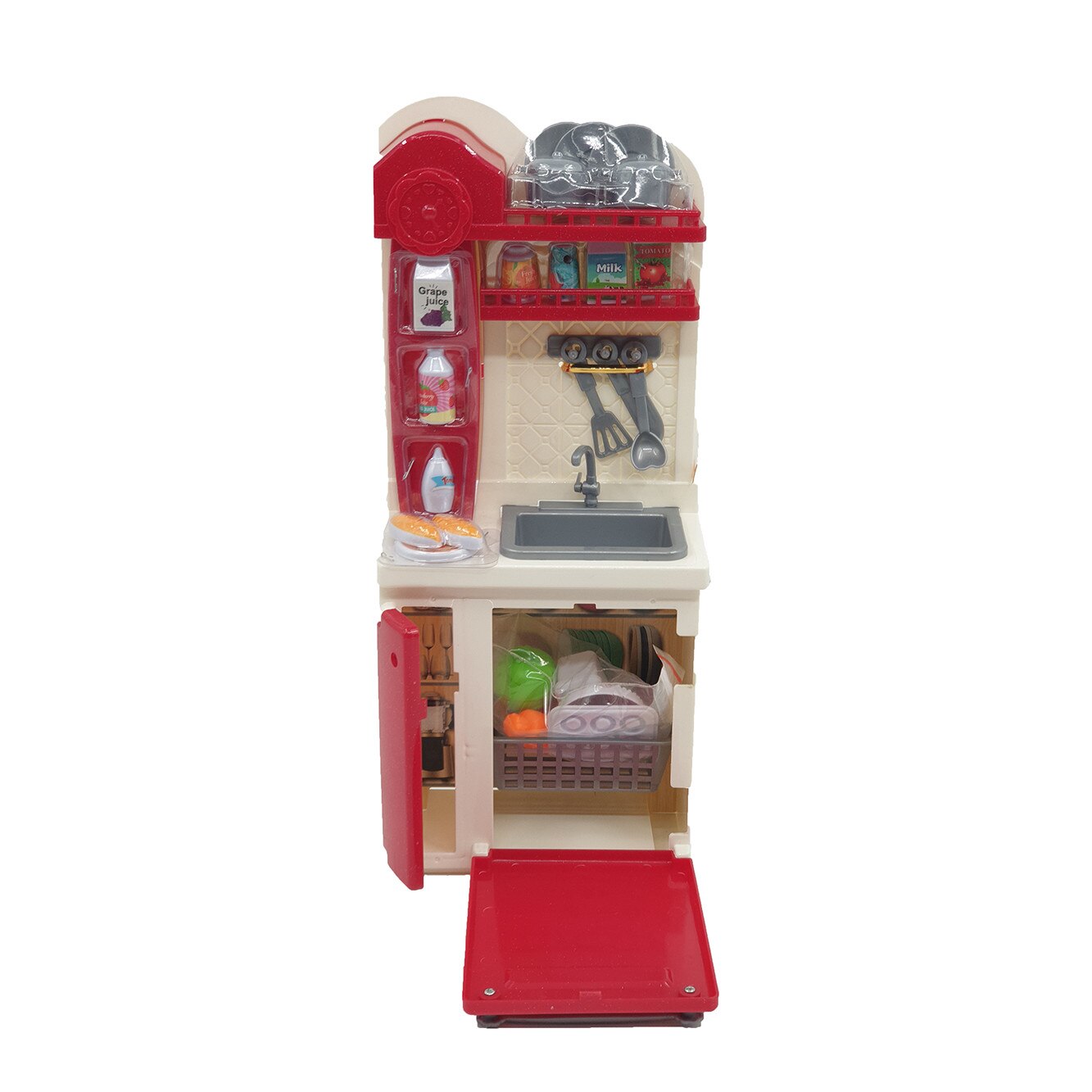 Set Mini Bucatarie completa pentru fetite Kitchen, Rosu & Alb - eMAG.ro