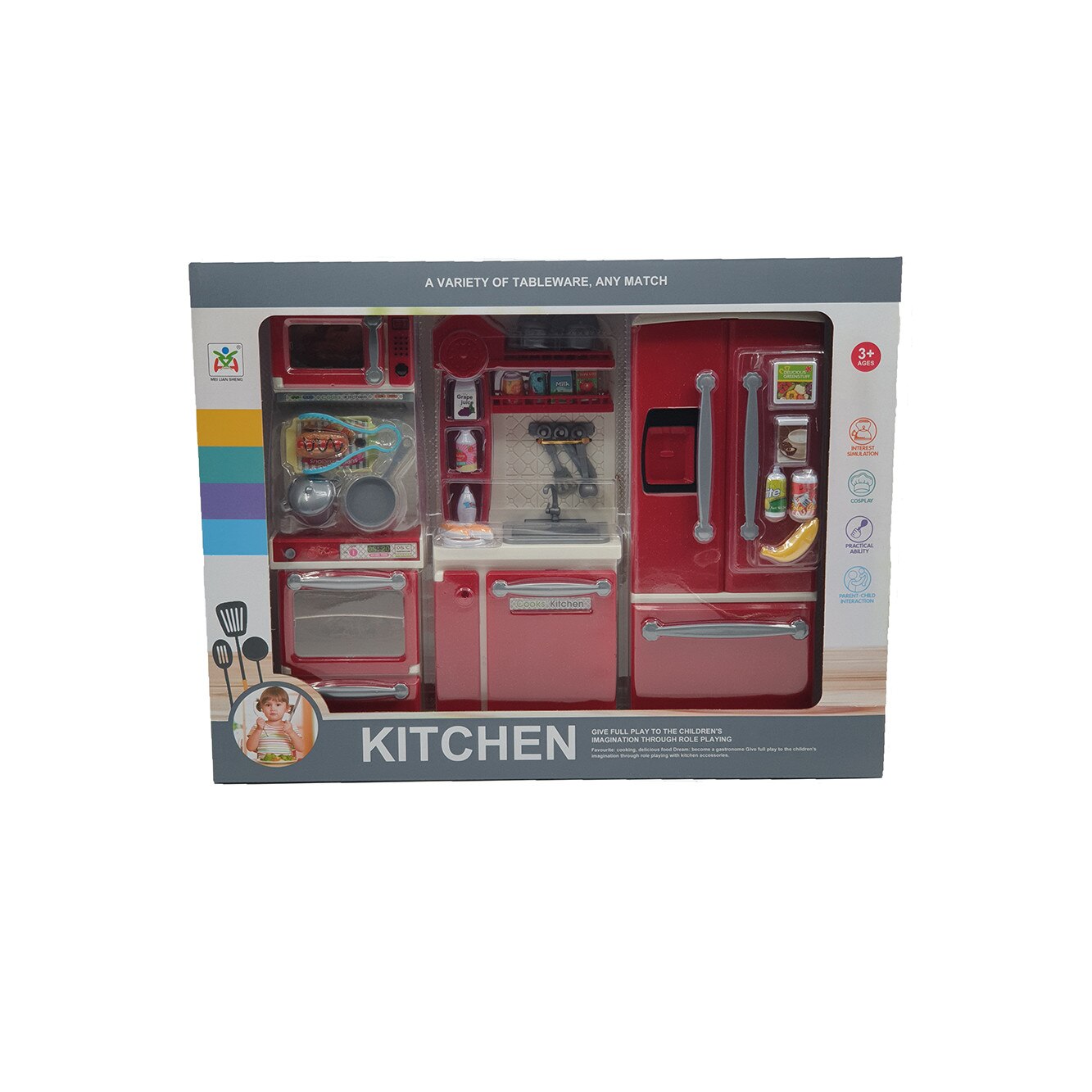 Set Mini Bucatarie completa pentru fetite Kitchen, Rosu & Alb - eMAG.ro