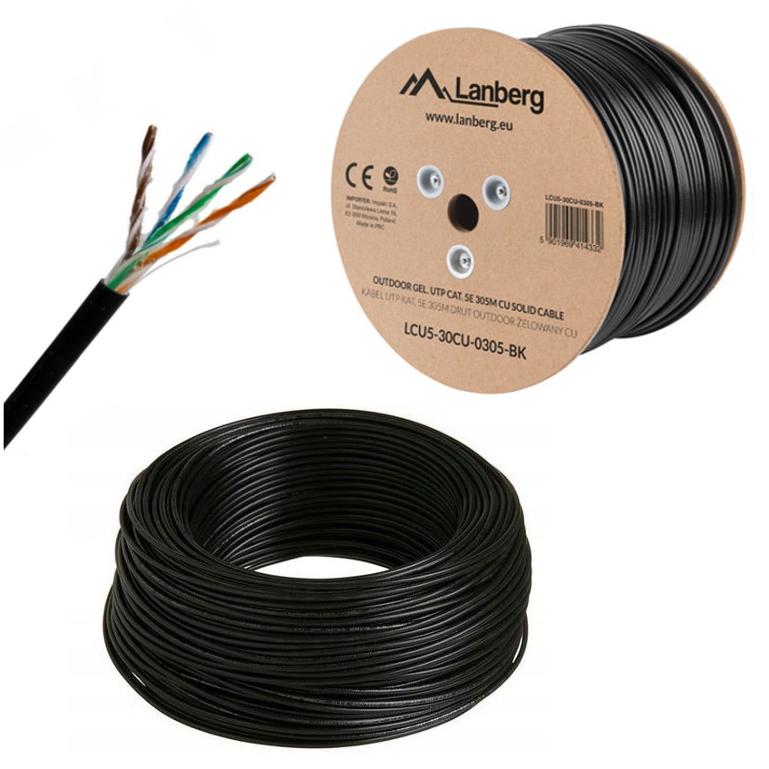 Rola cablu, ALDER, 305m, Negru - eMAG.ro