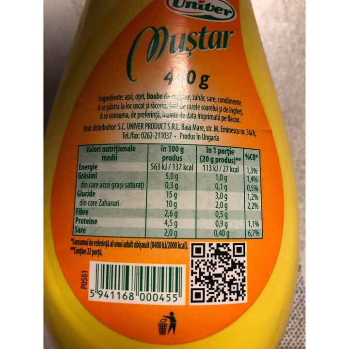 Mustar Univer, Fara E-uri, 440 g - eMAG.ro