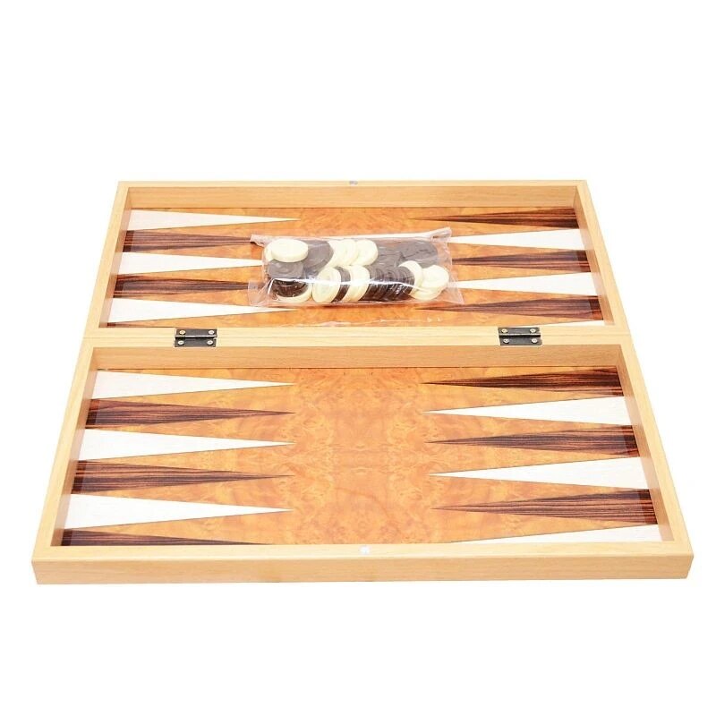Joc table din lemn lacuit, PROCART, 30 piese si 2 zaruri, 48x48 cm ...