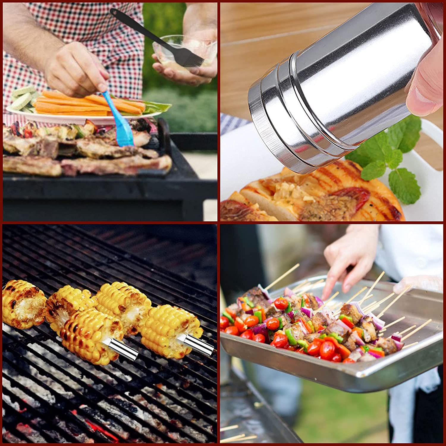 Set ustensile pentru gratar 110 piese, cu covoras gratar, gheare pentru ...