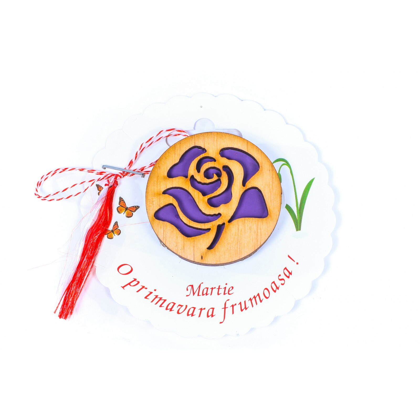 Insigna din lemn cu o floare - eMAG.ro