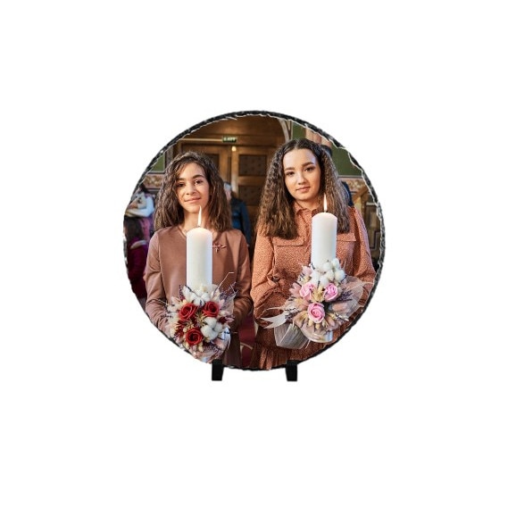 Placa ardezie personalizata cu poza sau text, rotunda - eMAG.ro