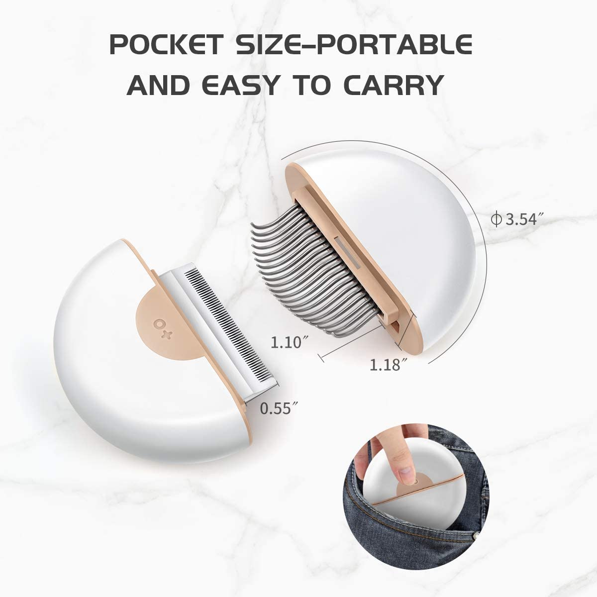 Pieptene indepartare par animale 2in1, Inox, 9.1x9.1x3 cm, Alb - eMAG.ro