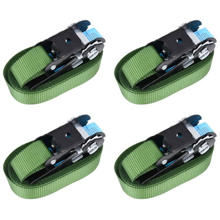 Set Chingi de fixare cu clichet vidaXL, 4 piese, verde, 6 m, 800 daN ...