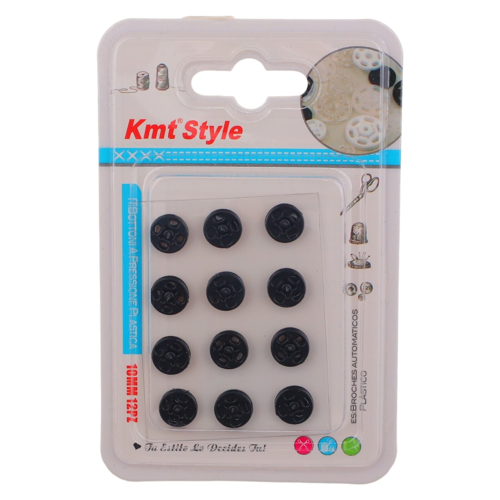 Комплект от 12 копчета, 10 мм, черни - eMAG.bg