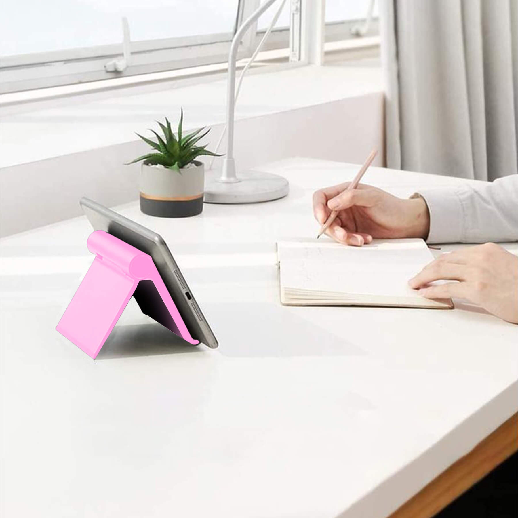 Suport pentru telefon si tableta, Roz deschis - eMAG.ro