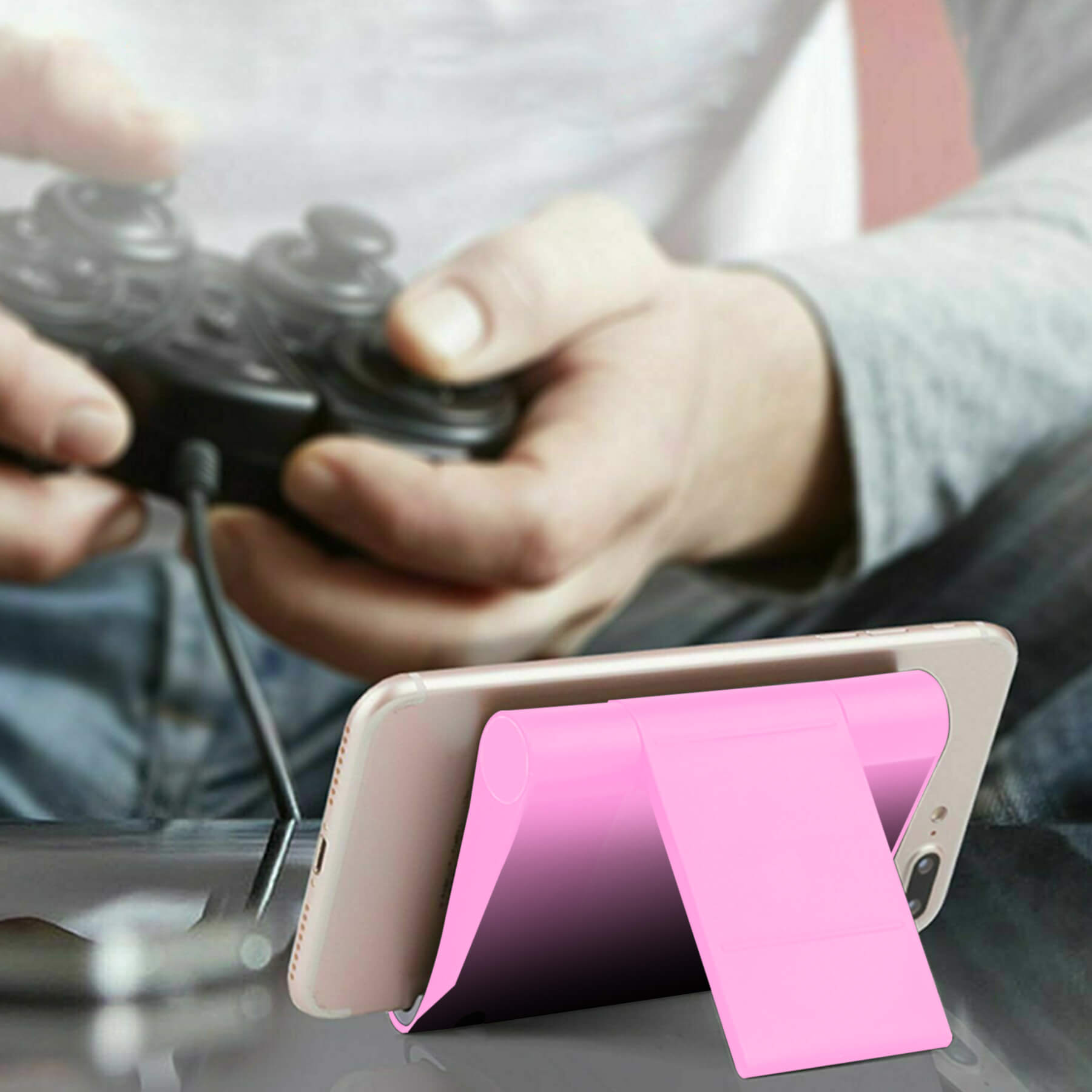 Suport pentru telefon si tableta, Roz deschis - eMAG.ro