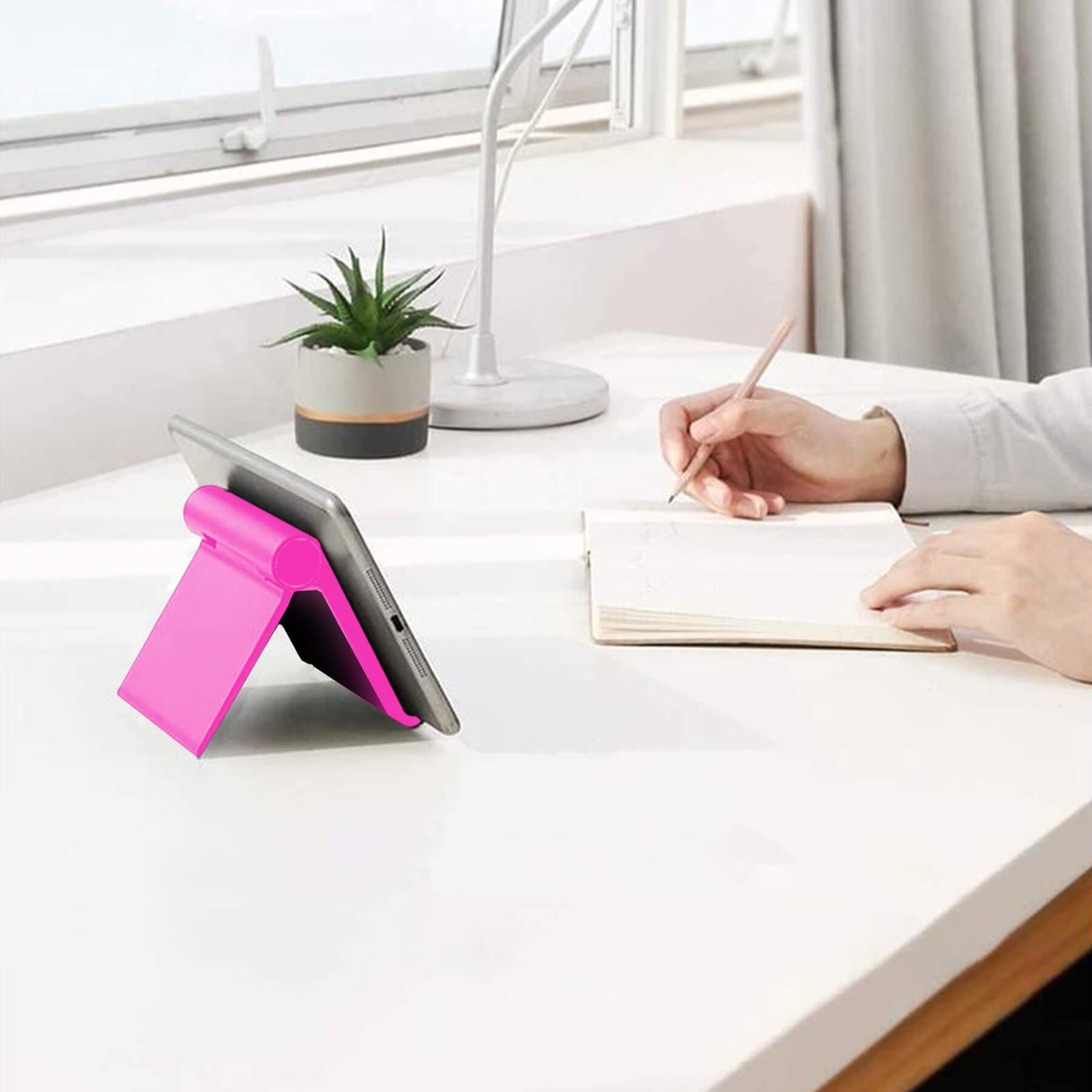 Suport pentru telefon si tableta, Roz neon - eMAG.ro