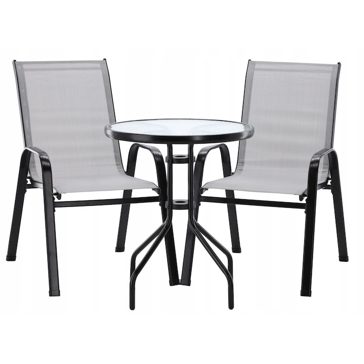 Set mobilier gradina/terasa/balcon, gri, 1 masa, 2 scaune, Andra - eMAG.ro