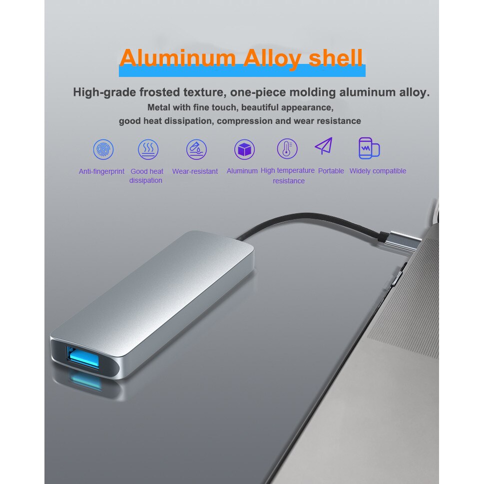 Hub USB 5 in 1 Qeno® Tip C / USB 3.0., Adaptor Multiport Cu Protectie ...