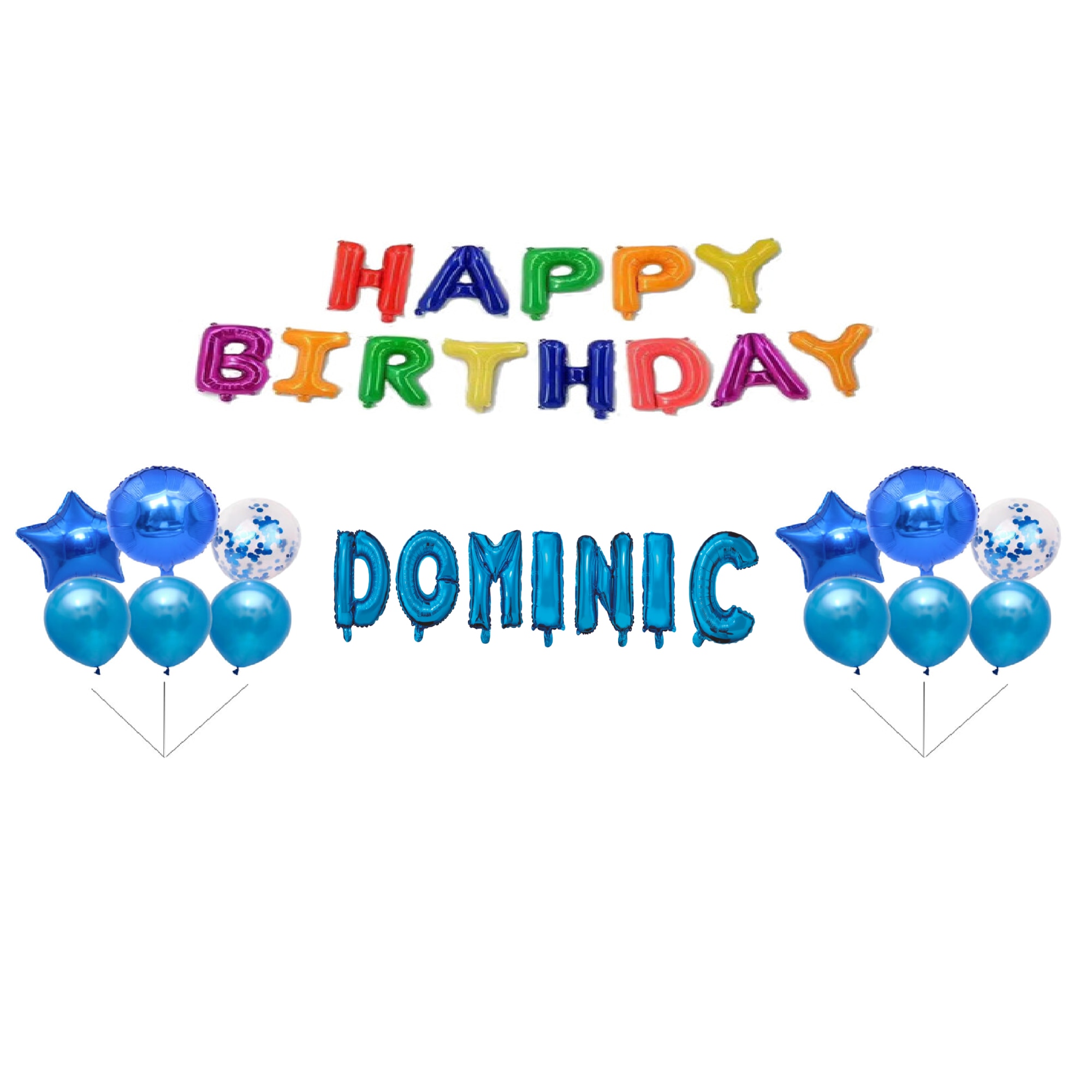 Set Baloane Happy Birthday Dominic, Cake topper, Multicolor, 34Buc ...
