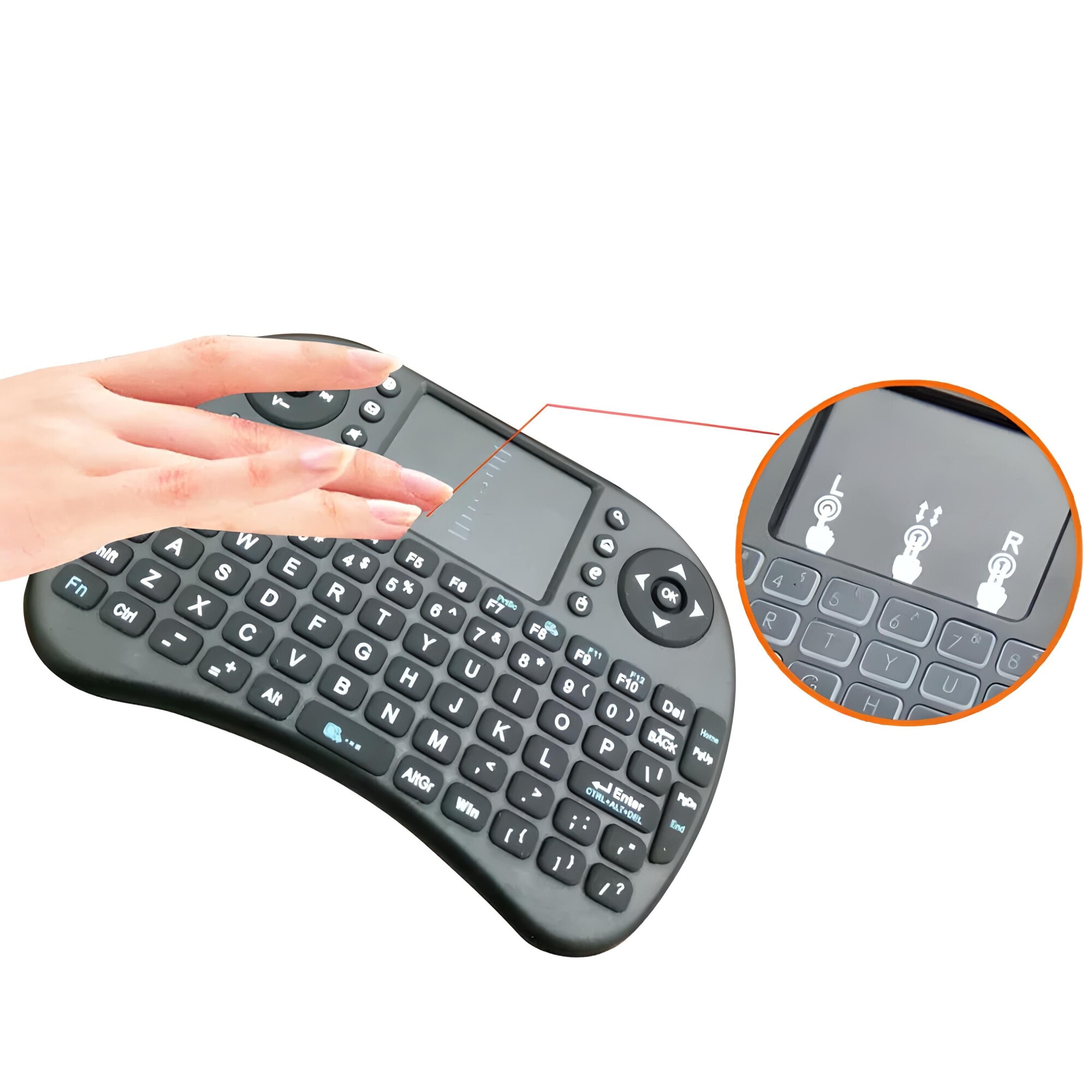 Mini Tastatura Wireless Retoo TechConnect, Cu Touchpad Si Iluminare Led ...