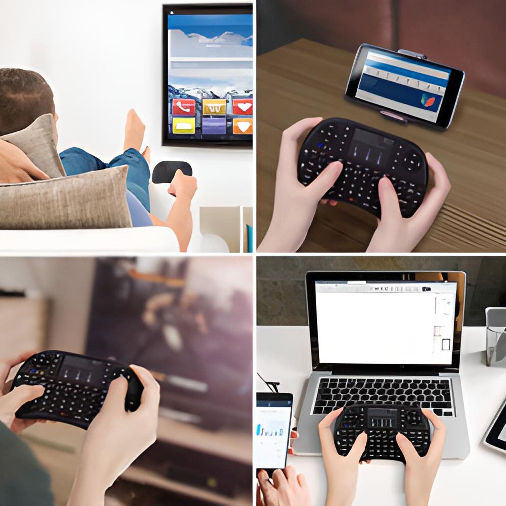 Mini Tastatura Wireless Retoo TechConnect, Cu Touchpad Si Iluminare Led ...