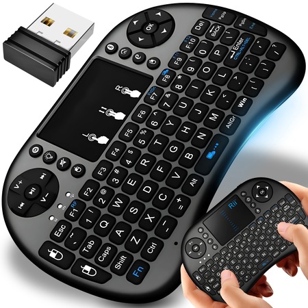 Mini Tastatura Wireless Retoo TechConnect, Cu Touchpad Si Iluminare Led ...