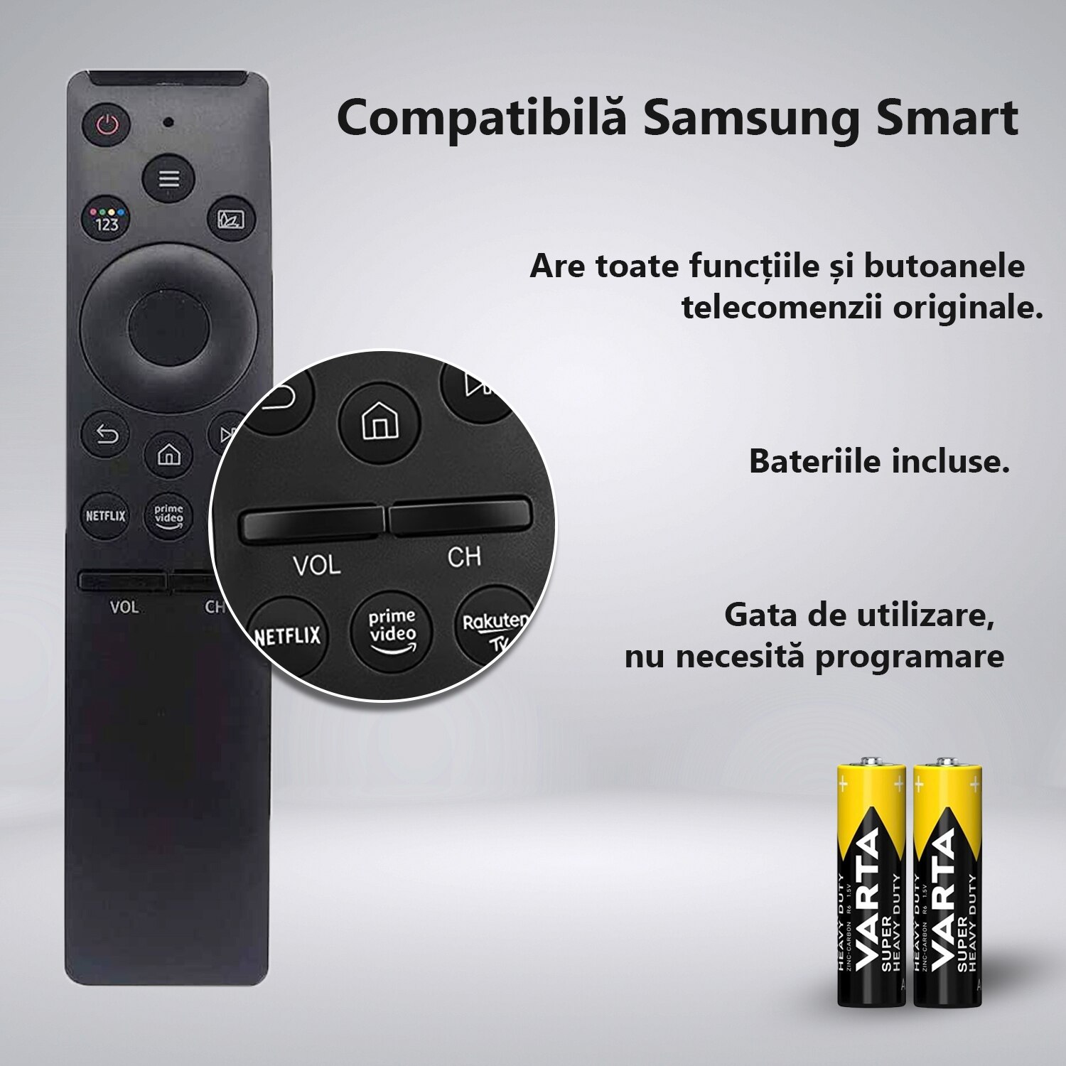 Telecomanda pentru TV, Compatibila Samsung smart, Netflix, Rakuten ...